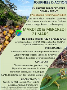 Journées d'action pour la protection du Gecko vert de Manapany ...